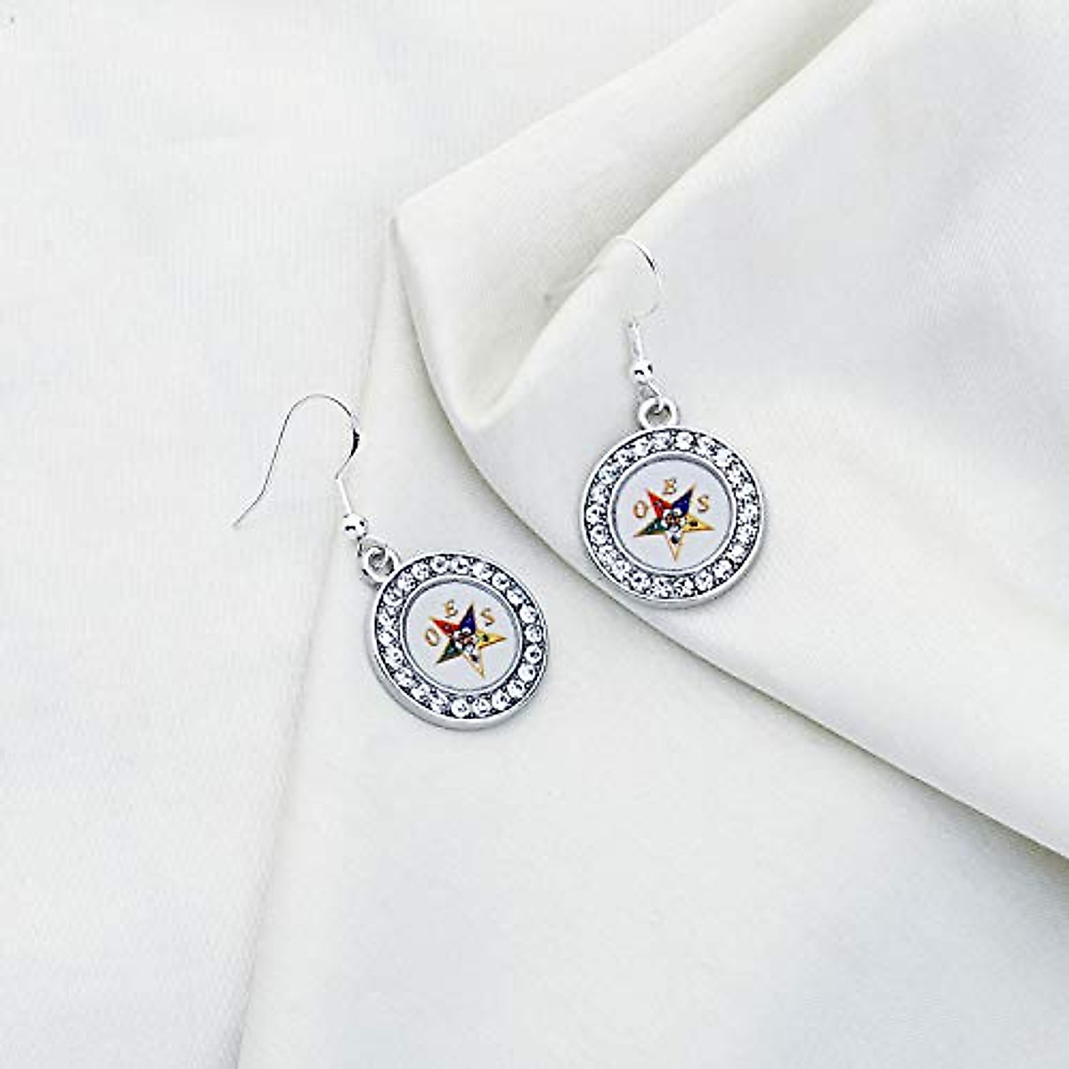 SEIRAA Order of The Eastern Star Sorority Gift OES Symbol Hook Earrings, OES Charm Bracelet for Her