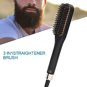 Premium Beard Straightener for Men - Electric Beard Straightening Comb Beard Comb and Heated Beard Brush Multifunctional Beard Straightener Brush for Men (US)