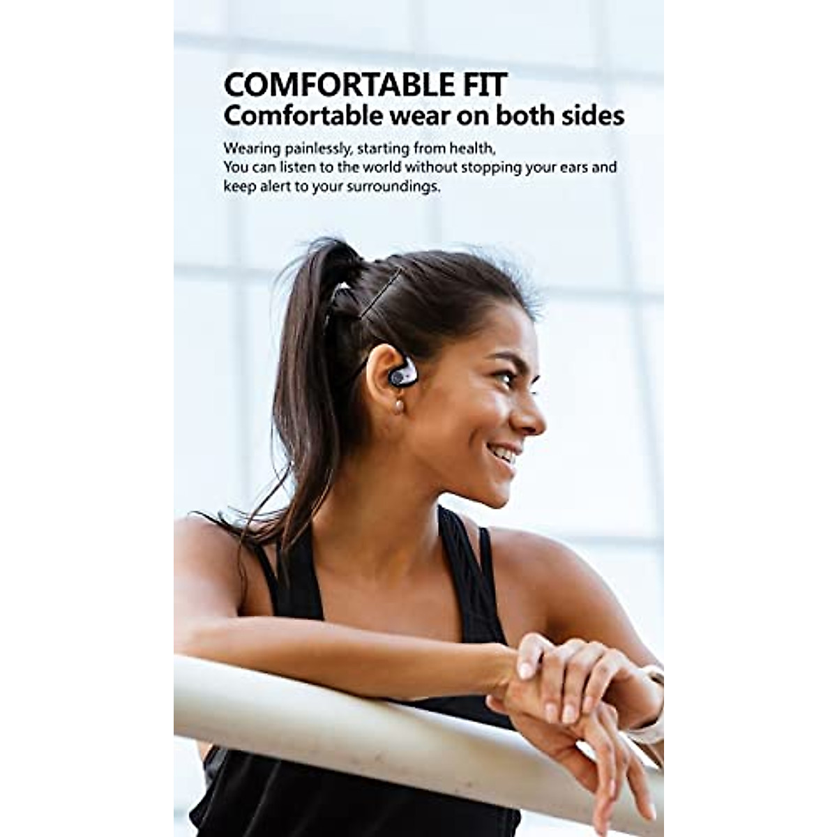 HUYEOOGO Bone Conduction Headphones with MP3 Player, and Bluetooth 5.2, Ideal for Swimming, Running, Cycling, and Gym Workouts. Black Headphones with Microphoneopen Ear Headphones