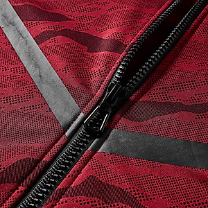 LAIWANG Men's Color Block Hoodie-Full Zip Ultimate Heavyweight Fleece Hoodie-Camo zip up hoodie With Pocket (Claret camouflage, L)