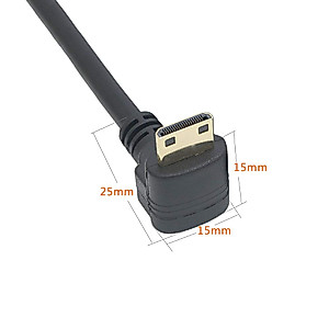 Tivid 15CM Mini hdmi 90 Degree Adapter Mini hdmi Right Angle Male to HDMI Female Cable Adapter Connector Support 1080P Full HD, 3D (0.15m, Downward Angle).