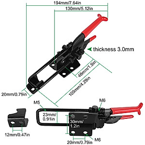 AConnet 4 Pack 700lbs Capacity Toggle Clamps GH- 431 Adjustable U Bolt Self-lock Toggle Latch Quick Release Toggle Clamp Latch with Locking Mechanism (Black)