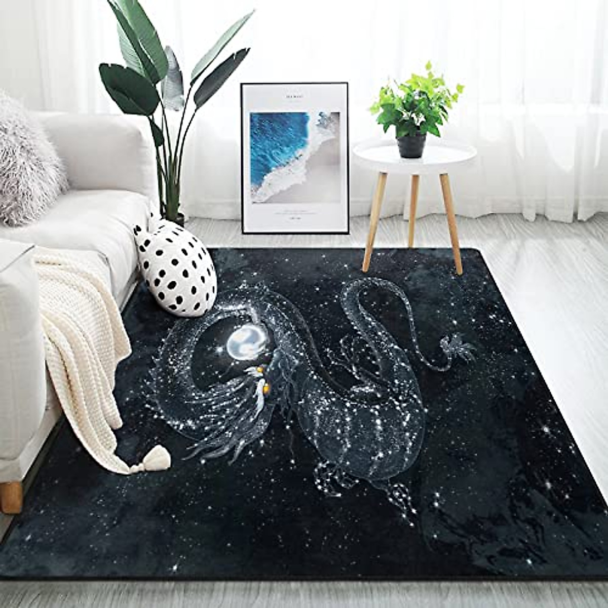 ALAZA Dark Starry Night Dragon Area Rug Rugs for Living Room Bedroom 7' x 5'