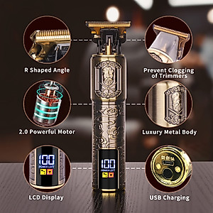 Ufree Beard Hair Trimmer for Men Professional, Grooming Cutting Kit, Mustache T Blade Liners Trimmer Electric Shavers, Cordless Zero Gapped Edgers Clippers Barber Supplies, Gifts for Men