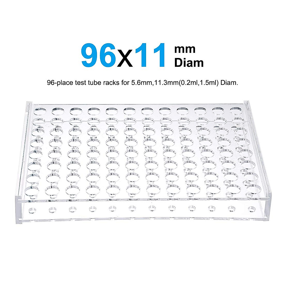uxcell Test Tube Rack Holder Lab Stand Acrylic 96-Well Clear for 0.2ml,1.5ml