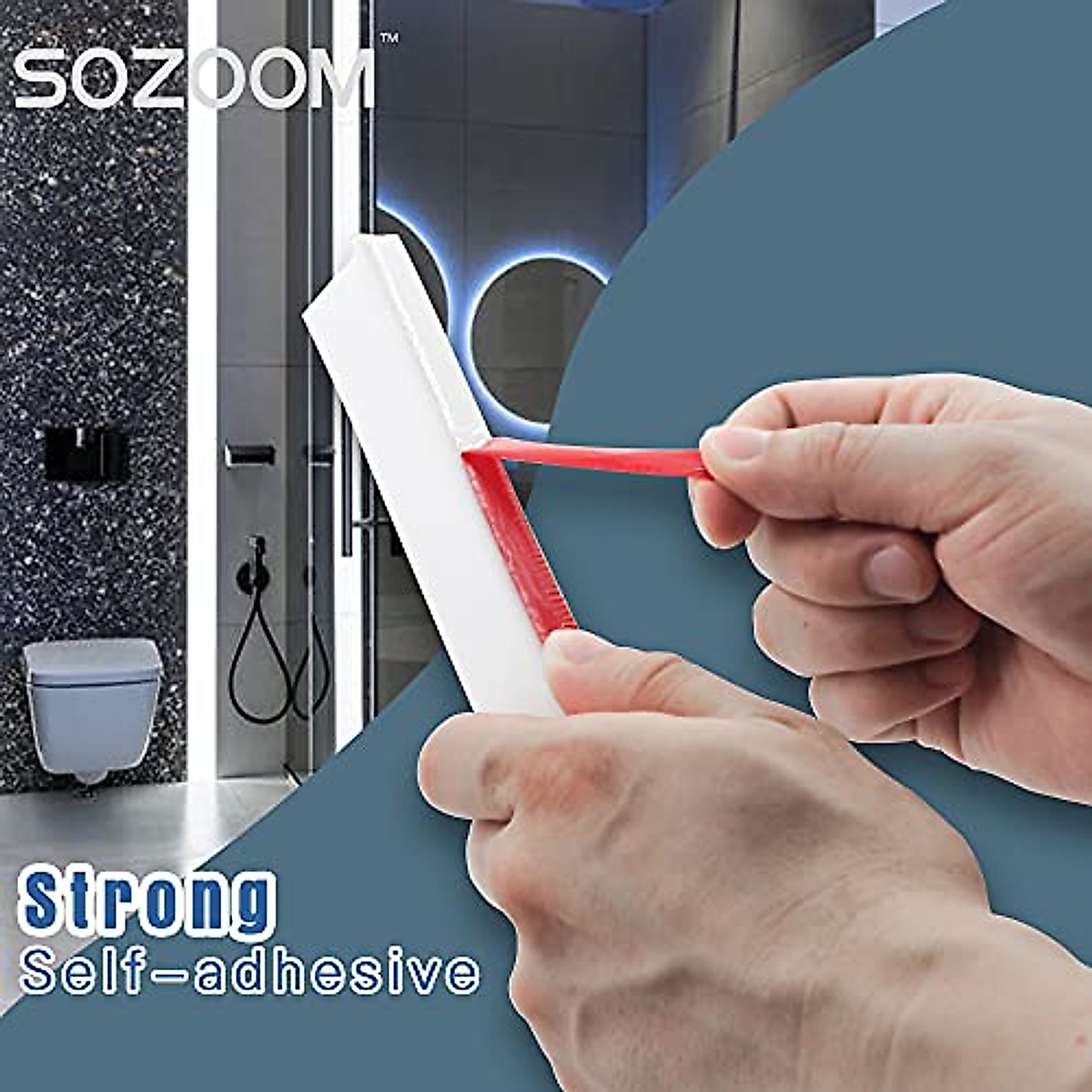 66 Inch Shower Threshold Water Dam(Self-adhesive), Collapsible Water Barrier and Retention System, Keeps Water Inside, Water Blocking Strip for Kitchen Sink, Bathroom