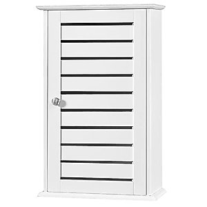 Giantex Bathroom Wall Cabinet, Over The Toilet Storage Medicine Cabinets with Louvered Door and 2 Adjustable Shelves, Wall Mounted Organizer for Living Room, Kitchen and Entryway Wall Cabinet(White)