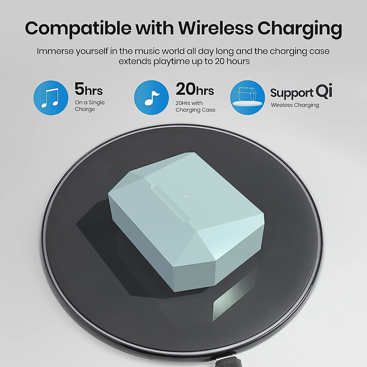 dyplay True Wireless Earbuds with Mic,Active Noise Cancelling Bluetooth 5.0 in-Ear Headphones with Premium Stereo Sound,Touch Control and Wireless Charge,Type C 10min Fast Charge 2H Playtime