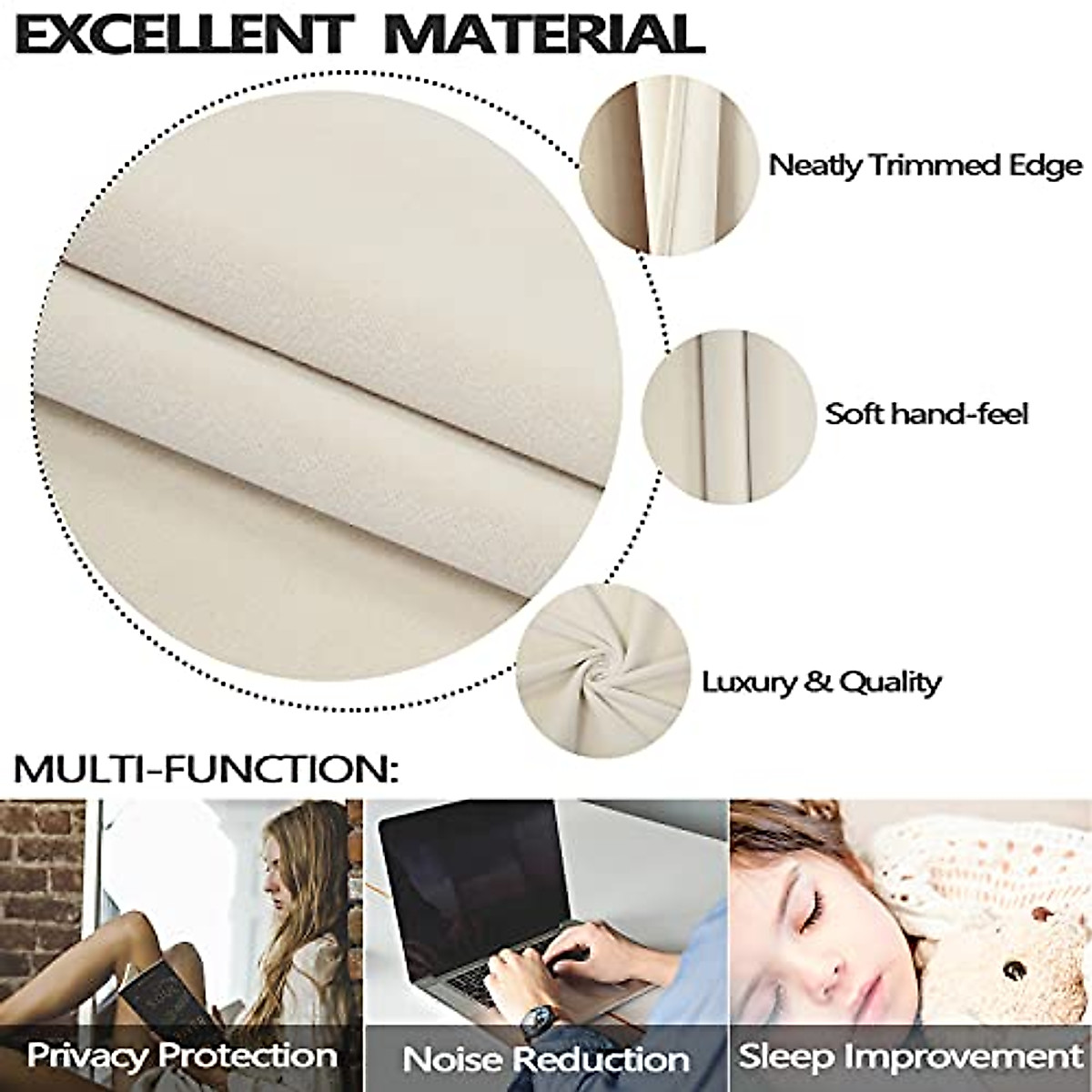 Haperlare Cream Velvet Curtains 84 inches Bedroom Room Darkening Curtains Luxurious Velvet Fabric Thermal Insulated Noise Absorb Window Dressing Christmas Decor for Party Film Room, 2 Panels