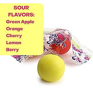 Sour Gumballs - Cry Baby Sour Fruit Gum - 60 Pcs Individually Wrapped Gumballs - Chewing Bubble Gum - 12 Oz Chewing Bubble Gum Balls - Colored Gum Balls