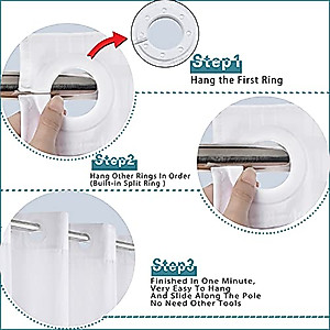 Conbo Mio Hotel Grade Fabric Shower Curtain with Snap in Liner for Bathroom with See Through Top Window, Spa, Machine Washable, Shower Curtain (Check-White,71Wx74H)