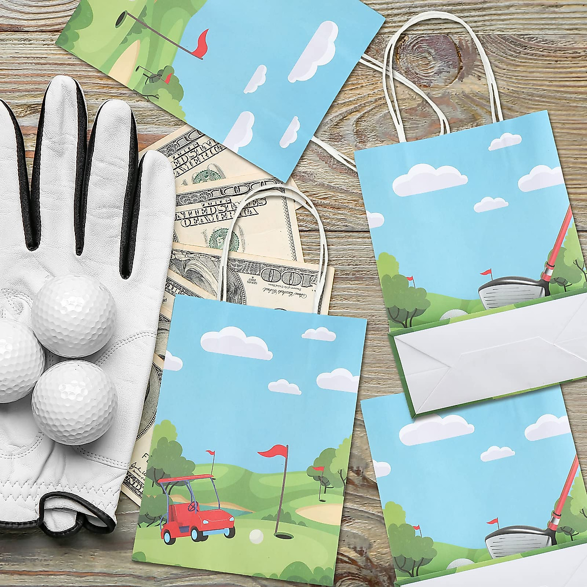 Sinmoe Golf Party Gift Goodie Treat Candy Favor Bags Golf Themed Birthday Party Gift Supplies Paper Bags Decorations Favors(36 Pcs)
