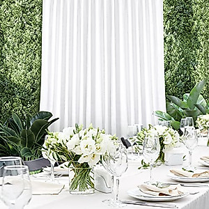 HOMEIDEAS White Backdrop Curtains for Parties, Wrinkle Free Polyester Photography Backdrop Drapes for Wedding Birthday Decorations, 5ft x10ft Set of 2 Panels
