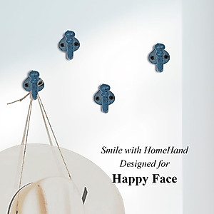 HomeHand Handmade Decorative Wall Hooks Nautical Ocean Decor Towel Hook Heart Coat Hooks 4pcs Wall Mounted Hook