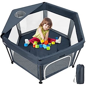 Baby Playpen, Bellababy Extra Large Playard, Kids Activity Centre, Portable with Soft Mattress & Storage Bag, Anti-Skid Pads, Lightweight, Indoor-Outdoor