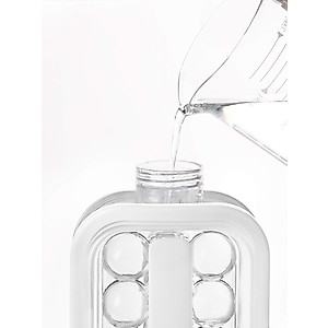 LittleStar Ice Cube Trays 2 in 1 Portable Ice Ball Maker Kettle With 17 Grids Flat Body Lid Cooling Ice Pop/Cube Molds For Hockey,Cocktail,Coffee,Whiskey,Champagne,Beer,Juice,Water (Gray)