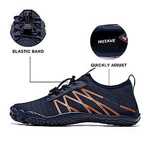 HIITAVE Water Shoes for Men Breathable Barefoots Swim Shoes for Beach Pool Surf Sports Hiking Diving Walking Navy Orange Size 14 Men M US