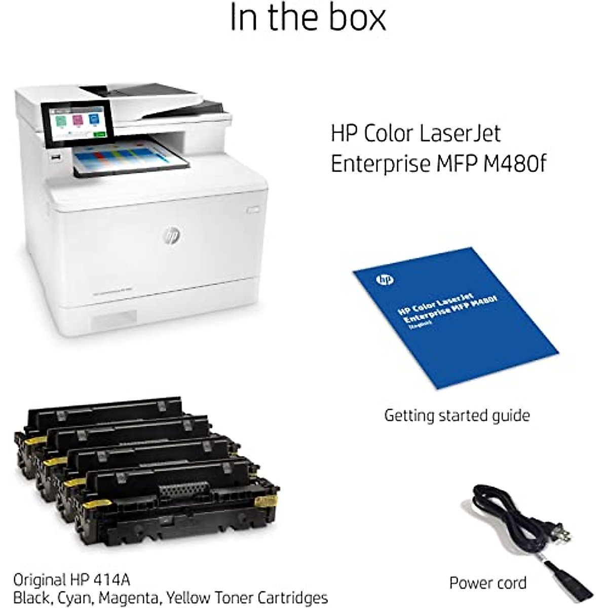 HP Laserjet Enterprise MFP M480f All-in-One Wired Color Laser Printer, White - Print Scan Copy Fax - 4.3" Touchscreen, 29 ppm, Auto Duplex Printing, 50-Sheet ADF, Ethernet, Cbmou External Webcam