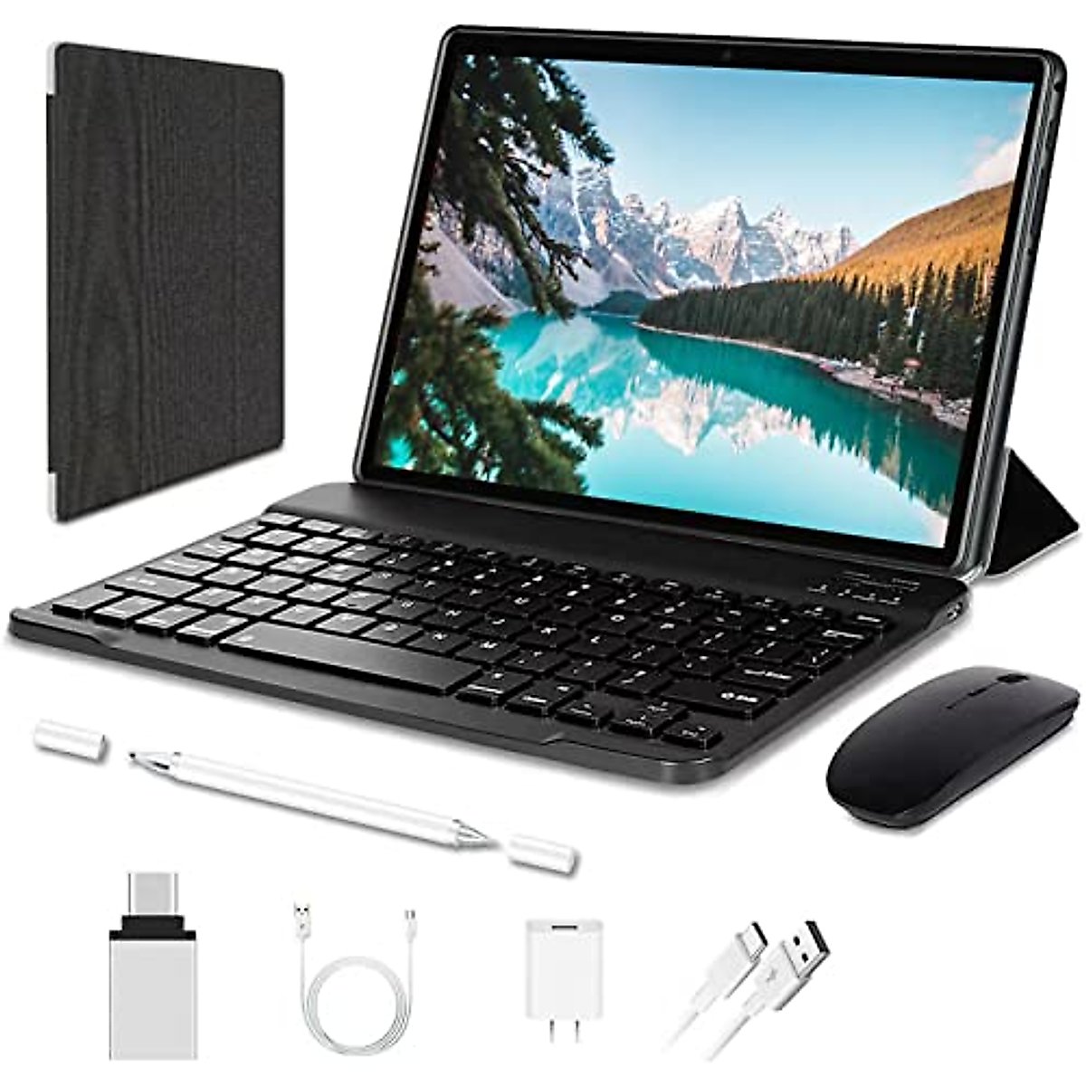 FOREN-TEK Android Tablet 10 Inch, 4GB RAM 64GB Storage, Android 10.0, Octa-Core Processor, Tablet with Keyboard, Large Battery, Dual Camera, Wi-Fi, Bluetooth, GPS, Mouse, Tablet Cover