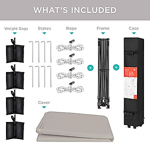 Best Choice Products 10x10ft 1-Person Setup Pop Up Canopy Tent Instant Portable Shelter w/ 1-Button Push, Case, 4 Weight Bags - Light Gray