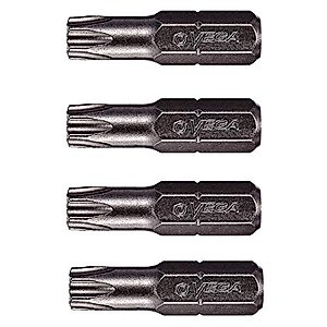VEGA T20 TORX Security Bits. Professional Grade ¼ Inch Hex Shank TORX T-20 S2 Steel 1" Security Bits. 125TT20A-4 (Pack of 4)