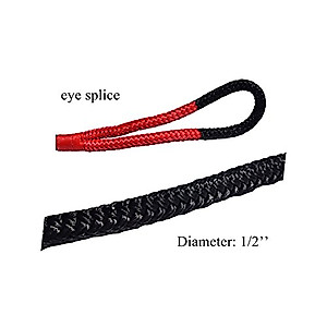 1/2"*20ft Kinetic Recovery Rope,1/2" Energy Rope, Kinetic Rope,Double Braided Nylon Rope (Black)