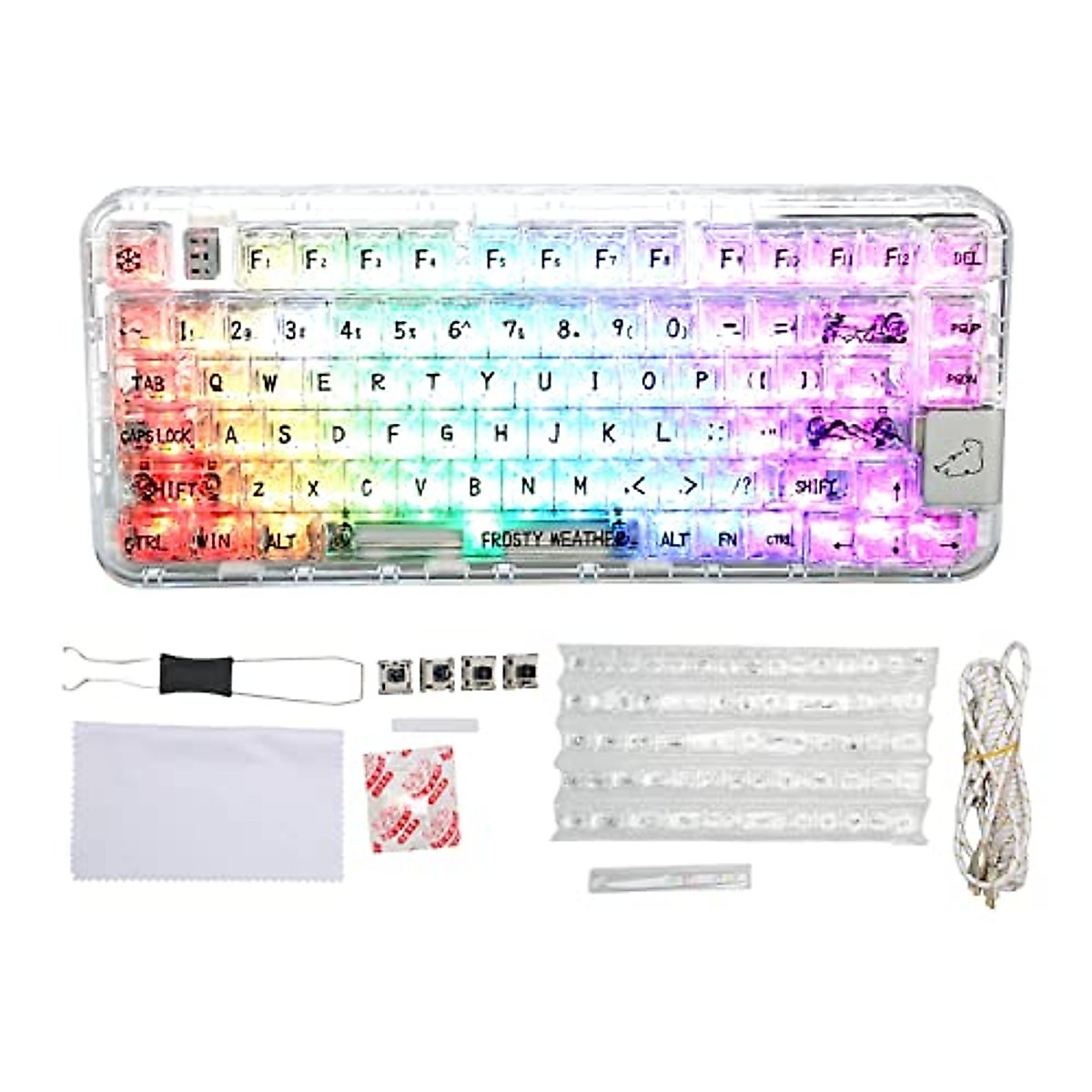 GOWENIC 80 Keys Hot Swappable Mechanical Keyboard, Mechanical Gaming Keyboard RGB Backlit, 3 Mode Gaming Keyboard with Transparent Keycaps, 2.4G BT USB C Wired