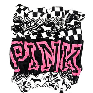 Victoria's Secret Pink Soft Fleece Blanket, Black/White Snowflake