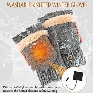 Heated Gloves for Women,Rechargeable Full & Half Hands Electric Gloves Heated Fingerless Touchscreen Gloves Heated Winter Hand Warmer（Grey）