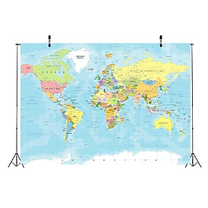 CORFOTO 10x8ft World Map Backdrop Adventure Begins Travel Boys Baby Shower Party Decorations Map Backdrops Around World Adventure Birthday Bridal Shower Photography Background Photobooth Props