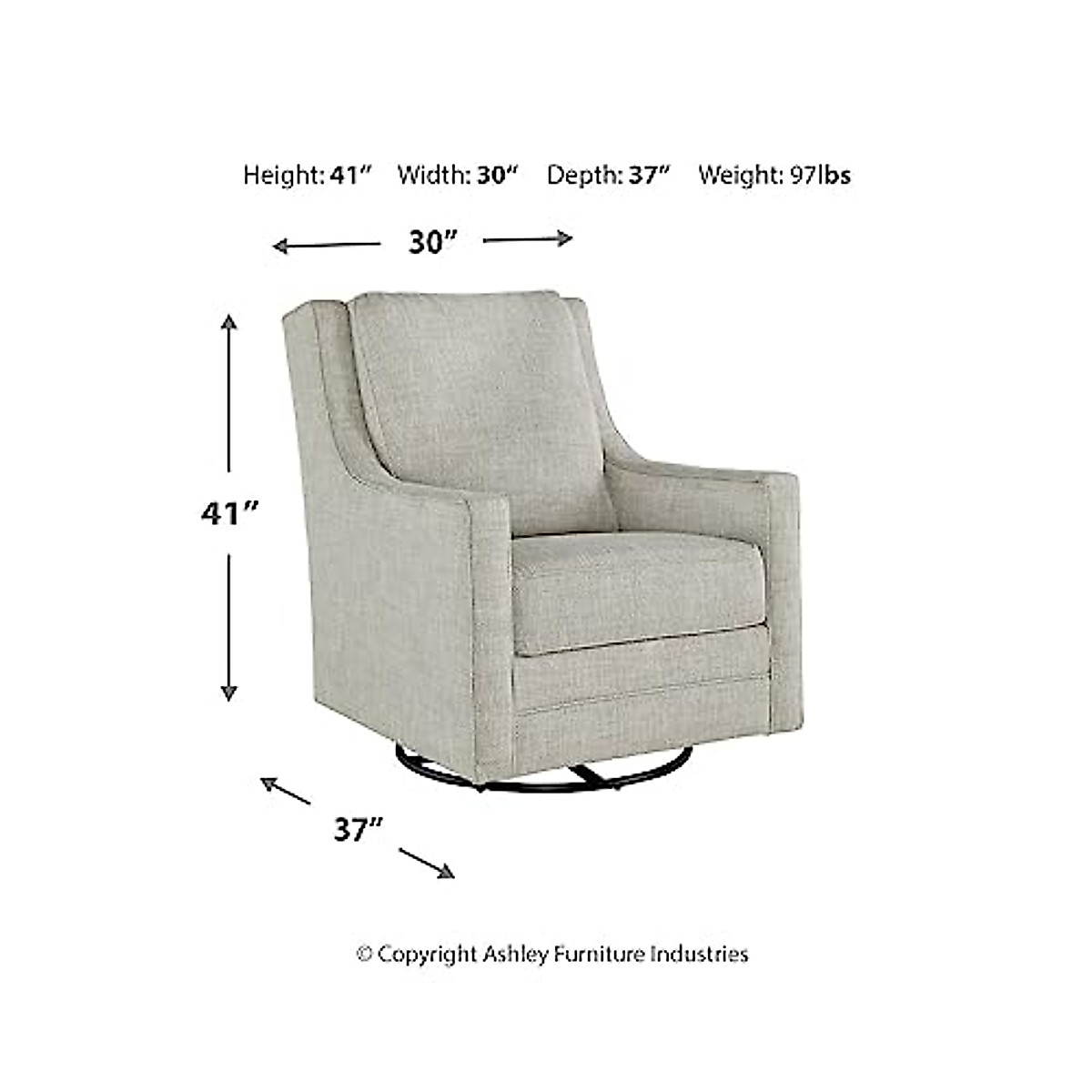 Signature Design by Ashley Kambria Casual Upholstered Swivel Glider Accent Chair, Gray