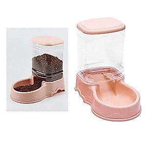 gazechimp Automatic Pet Feeder Water Dispenser Feeding Bowls Dish for Small Medium Large Dog Pets Kitten Big Capacity 3.5L, Pink Food Feeder
