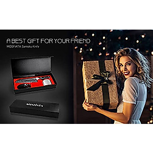 MOSFiATA 7" Santoku Knife Chef Cutting Knife for Cooking with Finger Guard and Knife Sharpener, German High Carbon Stainless Steel EN.4116 Kitchen Chopping Knife with Micarta Handle and Gift Box