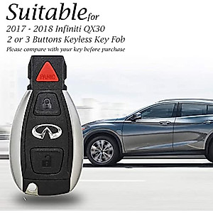 Leather Key Fob Case Cover for Infinity ,Key Holder Replacement for 2017-2018 Infiniti QX30 3-Button Keyless Entry Remote (3 Button)