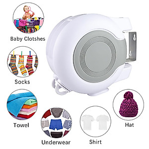 Retractable Clothesline 2x49 Feet Outdoor Indoor, Dual Heavy Duty Clotheslines for Laundry Drying, Wall-Mounted Portable Easy Installation Washing Lines Rope (White-98FT)