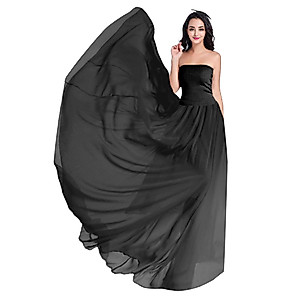v28 Women Full/Ankle Length Flowy Elastic Retro High Waisted Long Chiffon Maxi Skirt (3XL,Black)