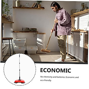 GRIRIW 3 1 Hand Push Sweeper for Home Cleaning (red) Floor
