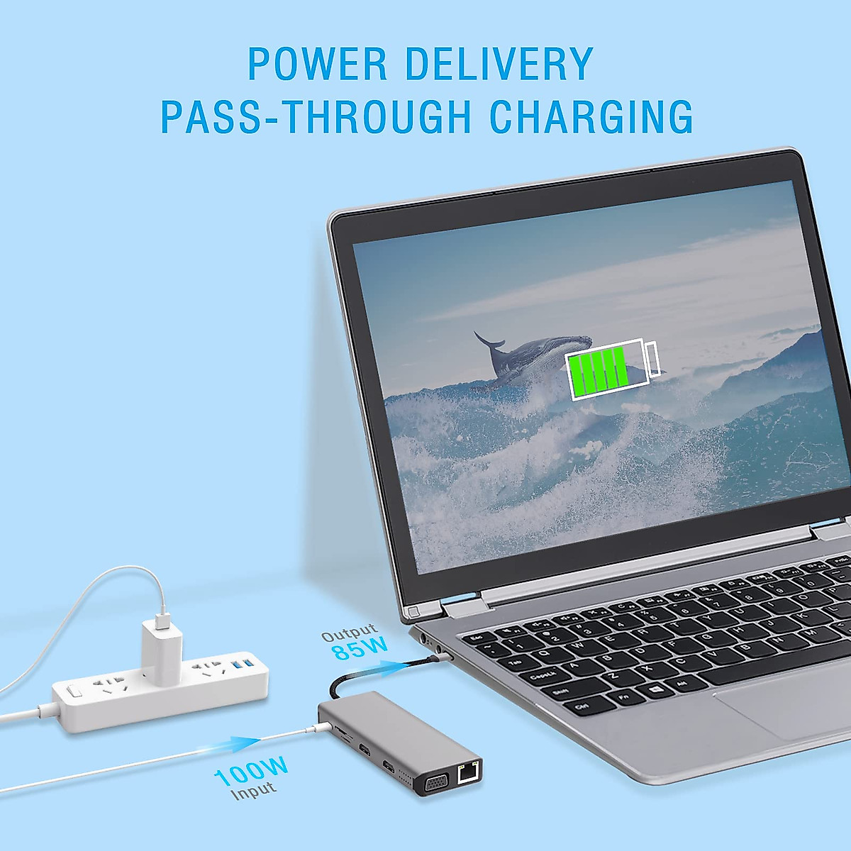 USB C Hub, 12-in-1 Multi-Port USB C Adapter with 1000M Ethernet, 4 USB 3.0 Ports Adapter, TF, SD, VGA, 3.5mm Audio, 100W PD Powered Compatible with MacBook, Pro,Air,Type C Adapter Laptop Silver…
