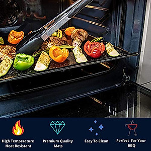 Keep'er'Lit BBQ Grill Mats for Outdoor Grilling, Set of 6 Non-Stick, Heavy Duty and Reusable BBQ Grill Mats with Silicon Brush