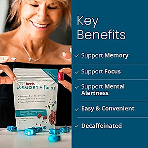 humanN SuperBeets Memory & Focus Brain Supplement Chews – Mental Alertness – Clinically Studied Nootropics, Resveratrol Plus Beet Root Powder, Blueberry Pomegranate Flavor, 30 Count