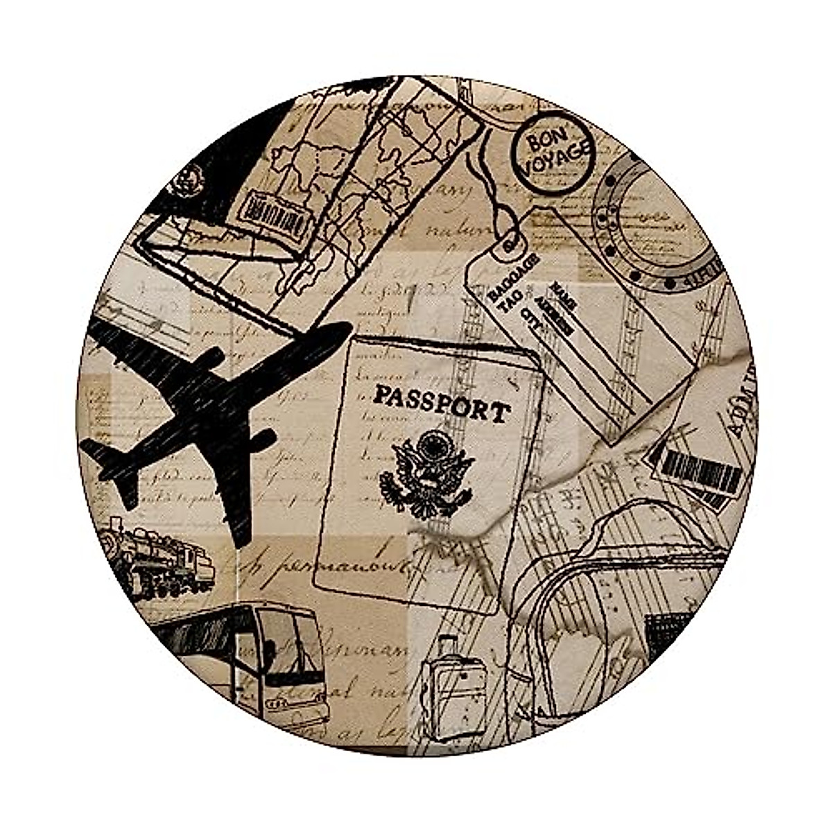 Retro Travel Plane Vintage Map Pilot Flight Attendant Gift PopSockets Swappable PopGrip