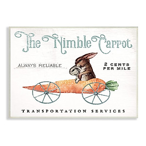 Stupell Industries Vintage Easter Bunny The Nimble Carrot Transportation Advertisement Wall Plaque, 19 x 13, White