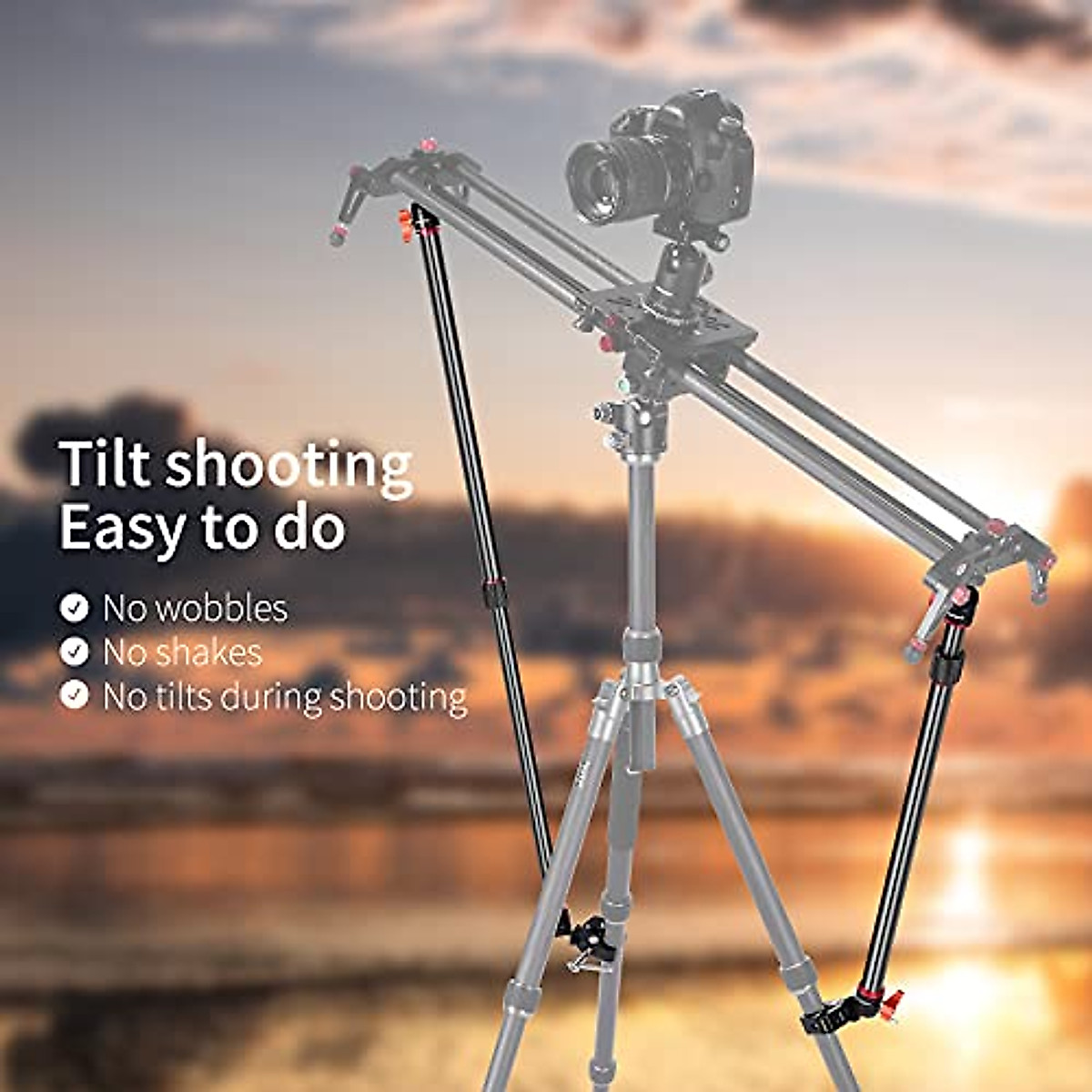 Neewer Camera Slider Support Arm Stabilizer, 2-Pack Adjustable Tripod Stability Arm for Increasing Stability in Aluminum Alloy, Extendable Poles for Camera Video Slider Rail with C Clamps and BallHead