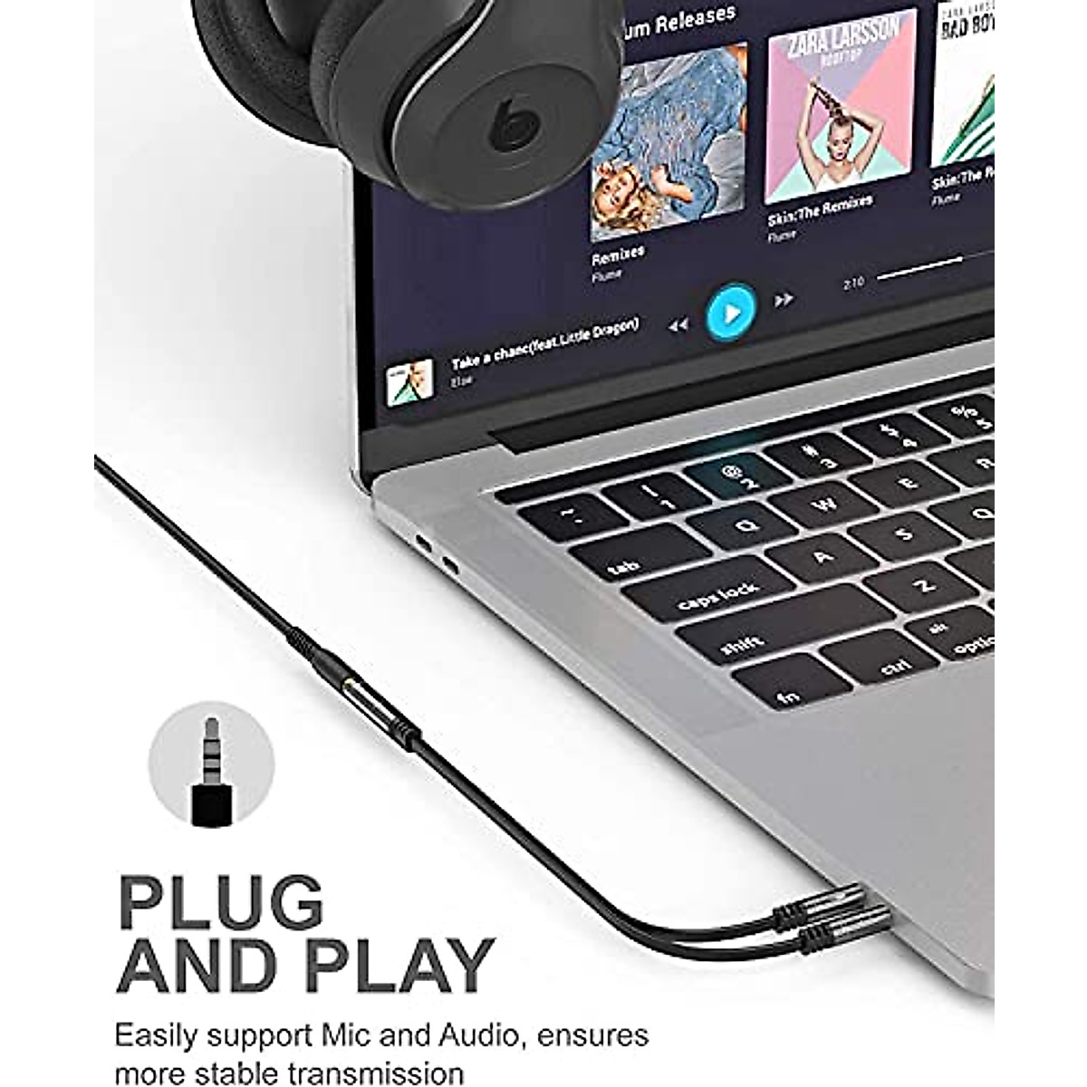 KINGTOP Headset Splitter Cable 3.5mm Female to 2 Male for PC Computer and Old Version Laptop