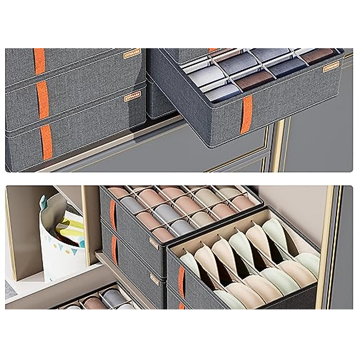 hebje Underwear Storage Box for Socks Panty Storage Drawer Compartment Multifunctional Household Wardrobe Sorting Box