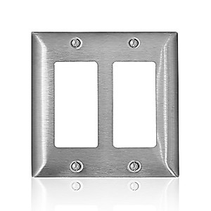 Leviton SL262 C-Series 2-Gang 2 Decora/ Decora Plus/GFCI, Type 430 Stainless Steel