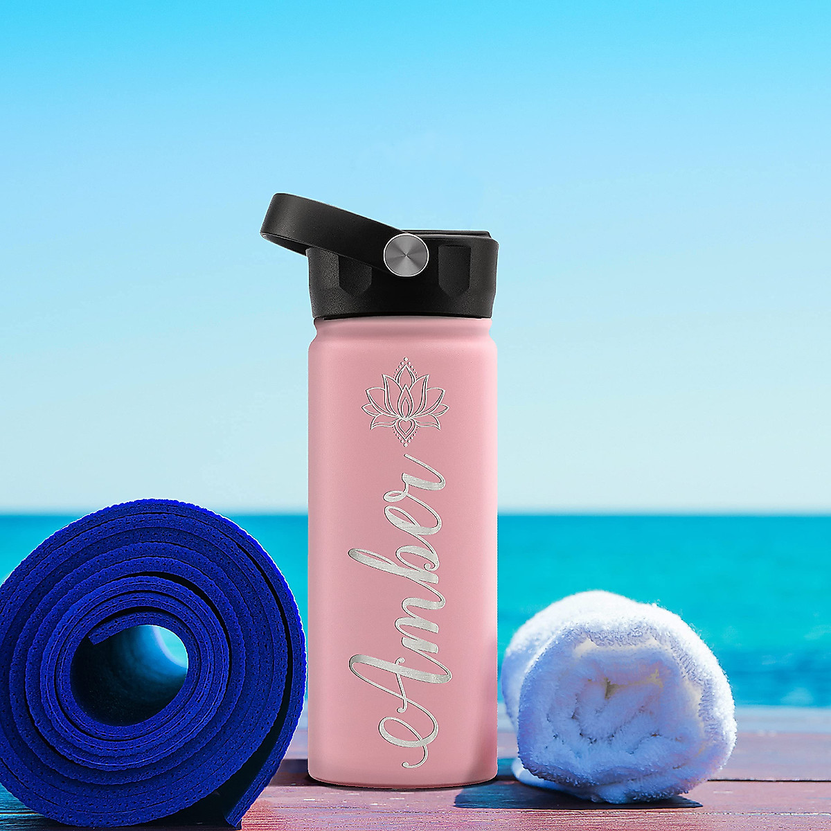 Be Burgundy Kids Water Bottle, Personalized Water Bottle with Straw Lid & Engraved Name - 18 Oz - 20 Icons, 20 Font, 8 Colors - Teen Girl Gifts, Gifts for Girlfriend, Personalized Gifts for Women