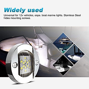 Partsam 2 Pcs 3" Inch Round Navigation Light Polished Boat Marine LED Transom Mount Stern Lights 12LED IP68 Submersible, 316 Stainless Steel, Round LED Marine Pontoon Boat Underwater Stern Lights