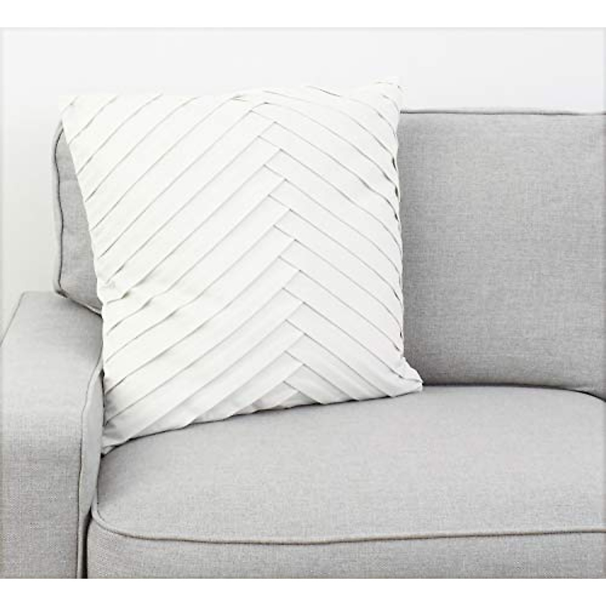 Thro by Marlo Lorenz Velvet Pillow, 1 Count (Pack of 1), Soft White