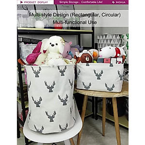 INGHUA Rectangular Storage Basket Fabric Organizer Bin for Toys,Books,Clothes,Gifts,Pets-Perfect for Home,Office,Nursery,Dorm,Shelf(Rec grey deer)